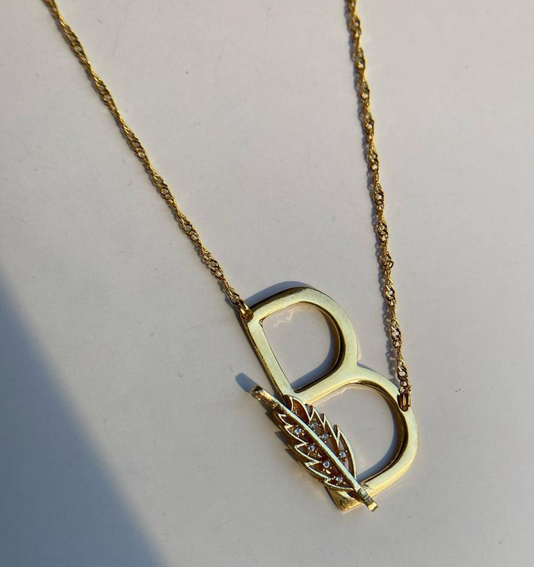 Başak Dolabı Buğday Başağı Harf Kolye - Model 2 - BasakDolabi