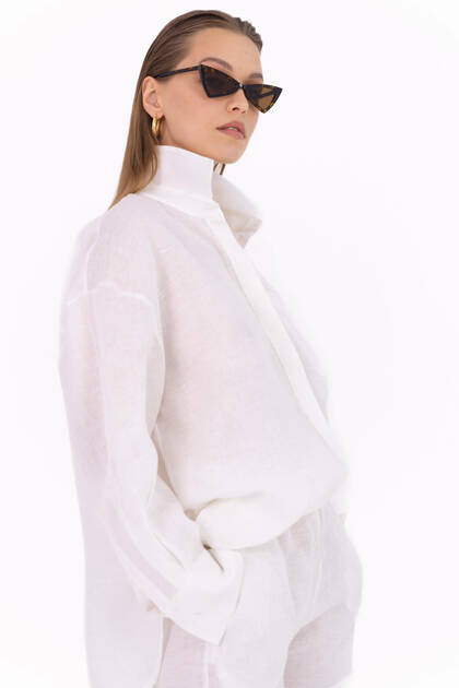 Zoe Clothing Brand Beyaz %100 Keten Takım - Zoe Brand Shop