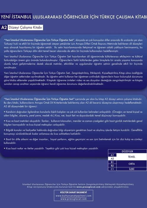 Kültür Sanat Yayınevi Yeni Istanbul A2 Turkish For International Students Course Book and ...